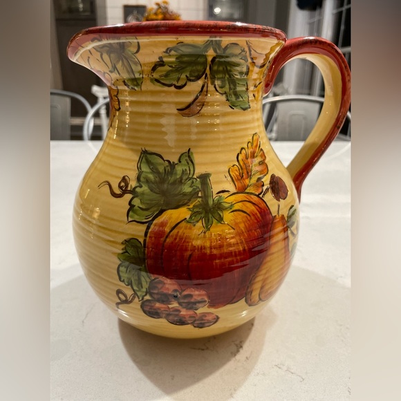 village Pottery | Kitchen | Pottery Ceramic Pitcher Hand Painted Give ...